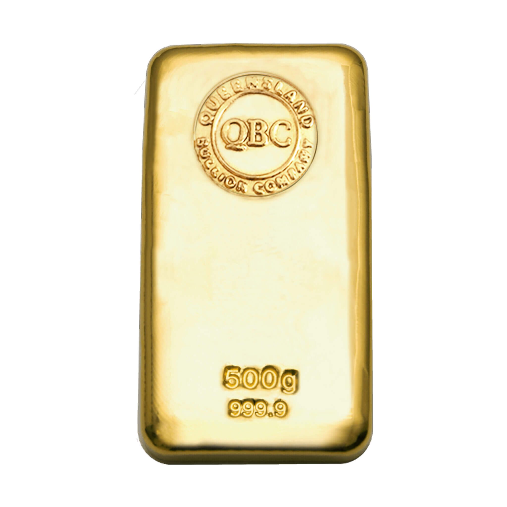 500g Gold Cast Bar | Queensland Bullion Company | 1300 995 997